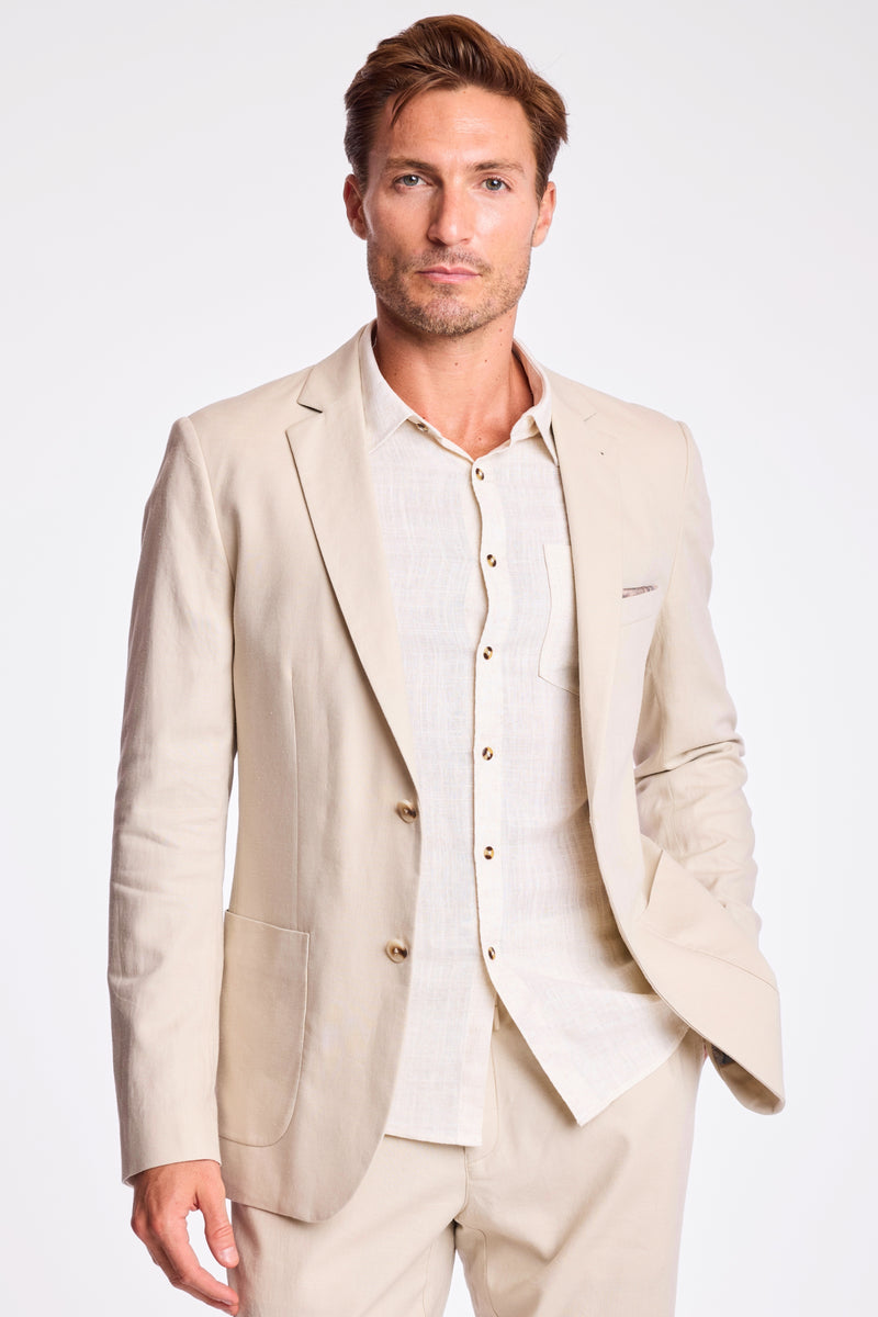 Dover Notch Jacket - slim - Tan Glaze Linen – Paisley & Gray