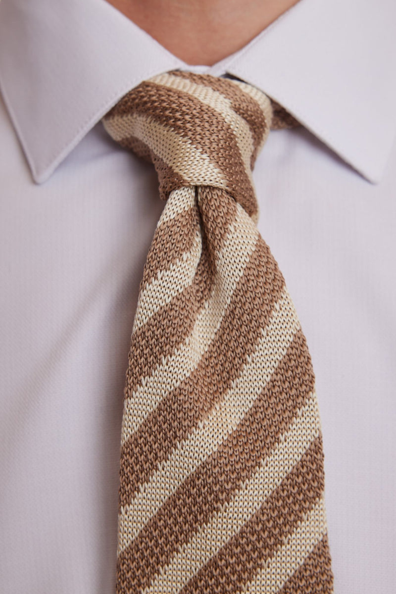 Stanley Striped Knit Tie - Creamy Tan – Paisley & Gray