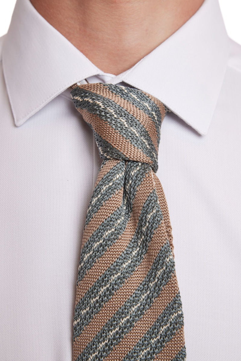 Stanley Striped Knit Tie - Green Creamy Tan – Paisley & Gray