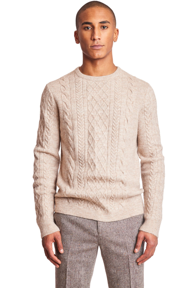 Diamond Cable Crew Sweater - Vanilla Latte – Paisley & Gray